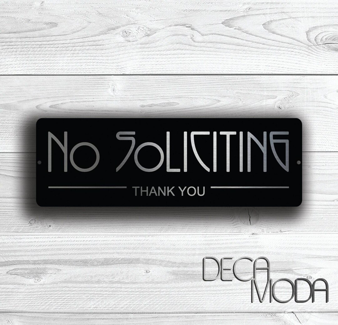 Brushed Silver No Soliciting Sign, Weatherproof Metal Door Notice, No ...