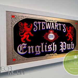 PERSONALIZED ENGLISH PUB Sign, Pub Sign, Custom Signs, Brushed Metal ...