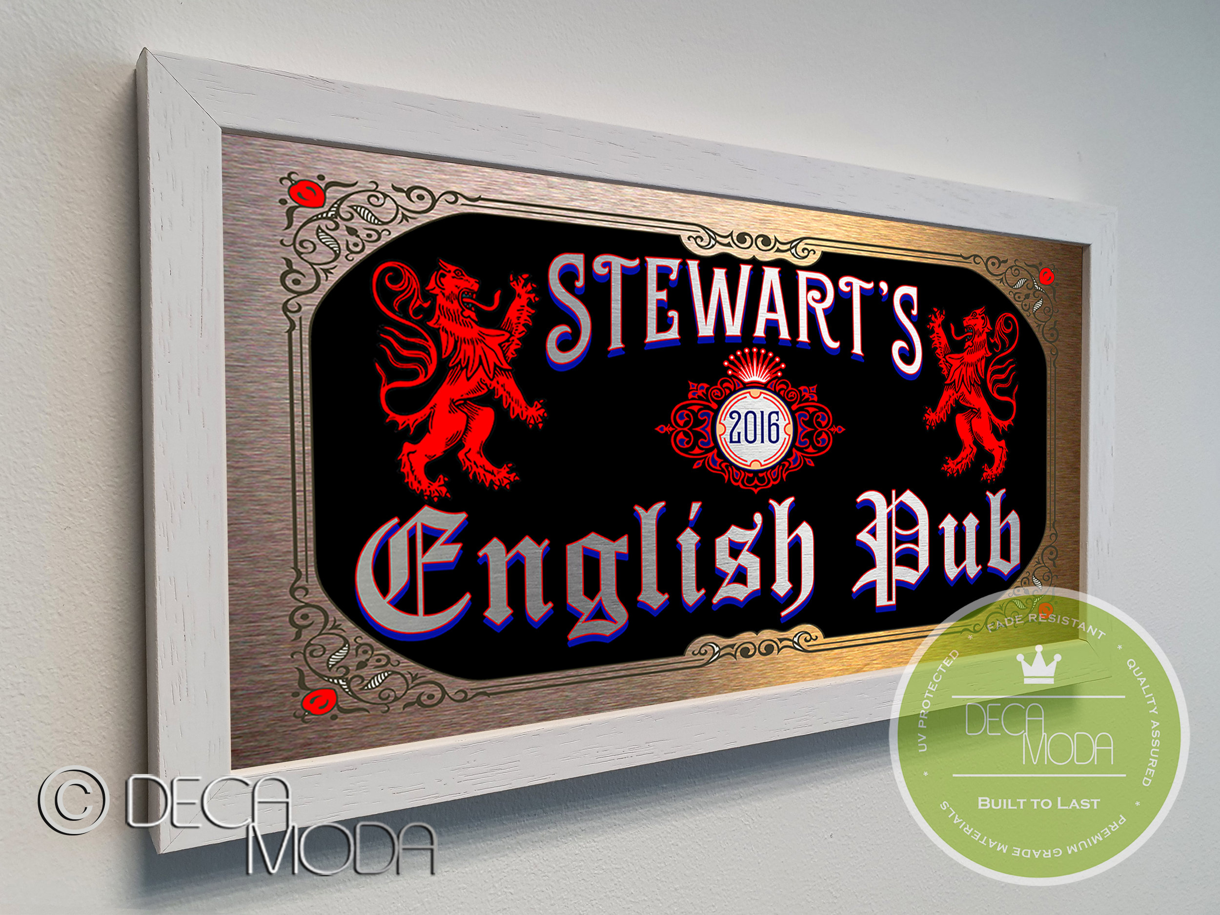 PERSONALIZED ENGLISH PUB Sign, Pub Sign, Custom Signs, Brushed Metal ...