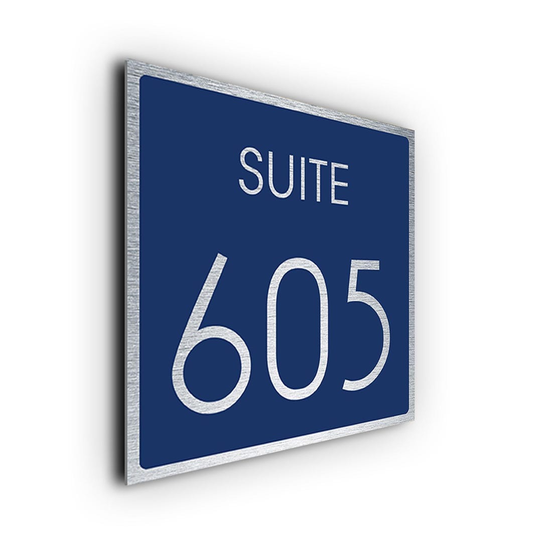 Navy & Silver Suite Number Sign: Weatherproof Aluminum Door Plaque - Etsy