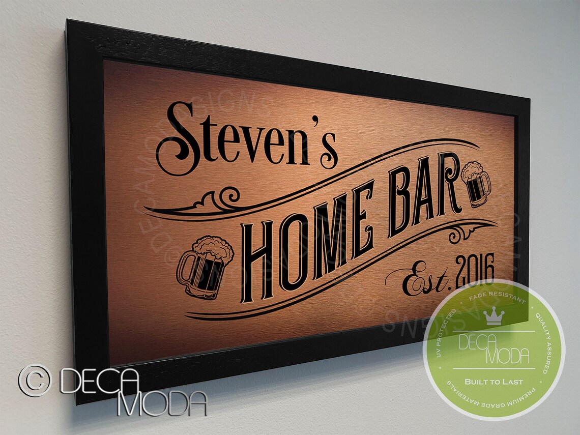 CUSTOM HOME BAR Sign Home Bar Sign Custom Signs Brushed - Etsy