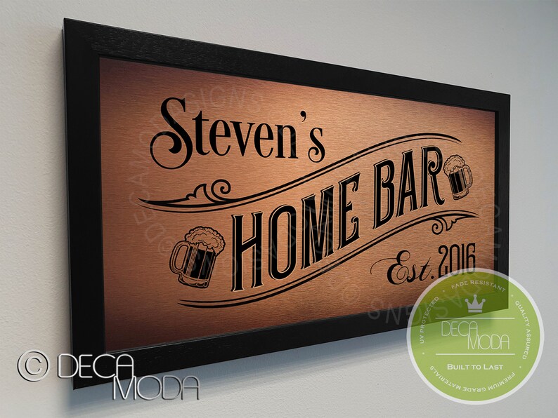 CUSTOM HOME BAR Sign Home Bar Sign Custom Signs Brushed - Etsy