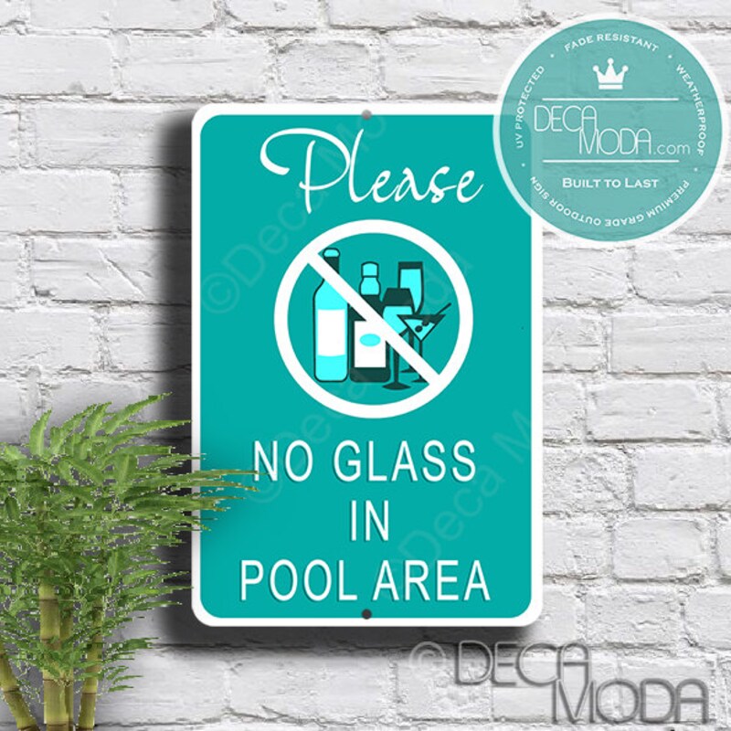 No Glass Pool Sign - Etsy