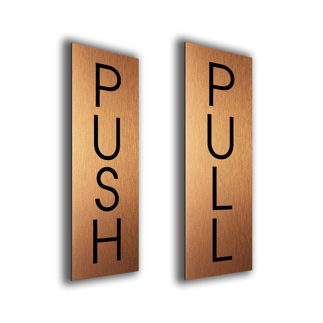 Brushed Copper Push Pull Door Sign Set: Metal Business Signs - Etsy