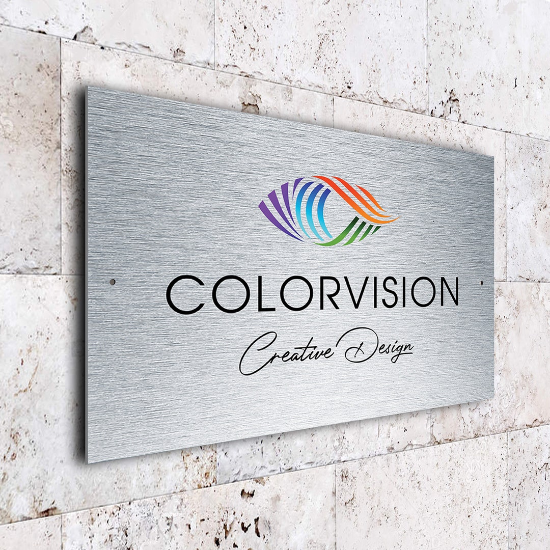 Modern Business Sign: Full Color Outdoor Wall Plaque - Etsy