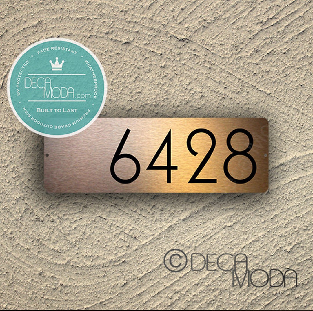 COPPER ADDRESS SIGN, Outdoor Signs, Brushed Copper Finish, Modern ...