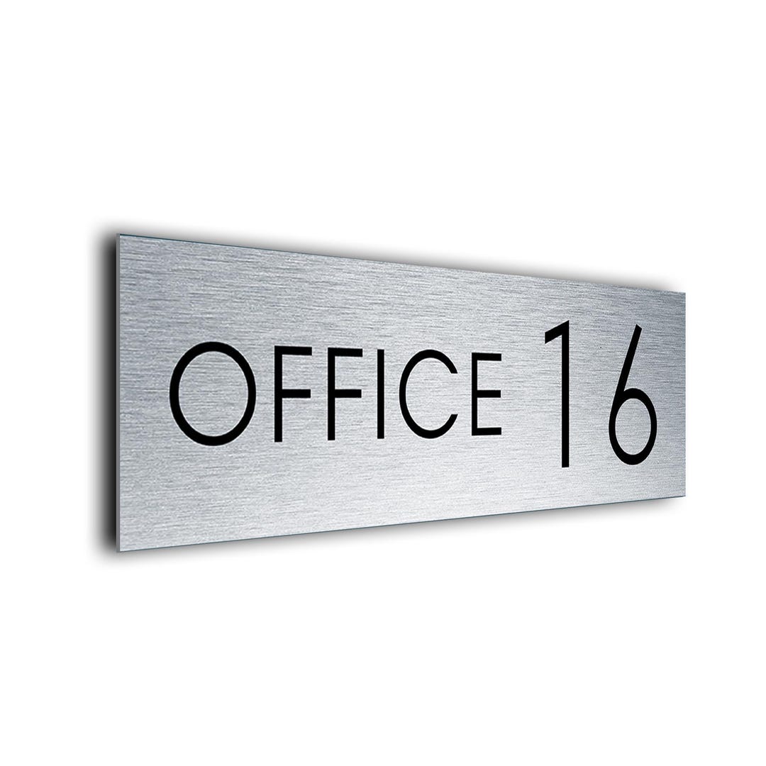 Brushed Aluminum Custom Office Number Sign: Modern Business Decor - Etsy