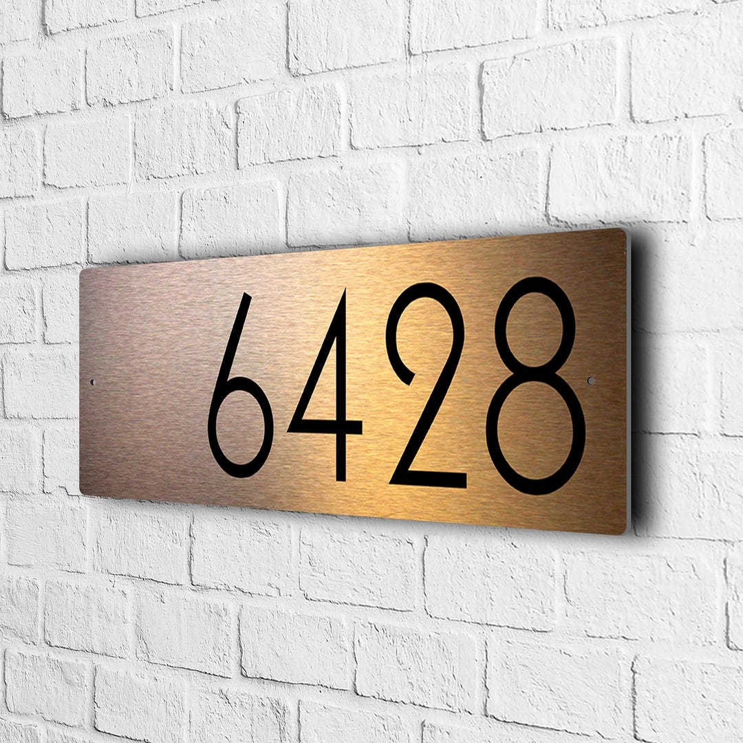COPPER ADDRESS SIGN, Outdoor Signs, Brushed Copper Finish, Modern ...
