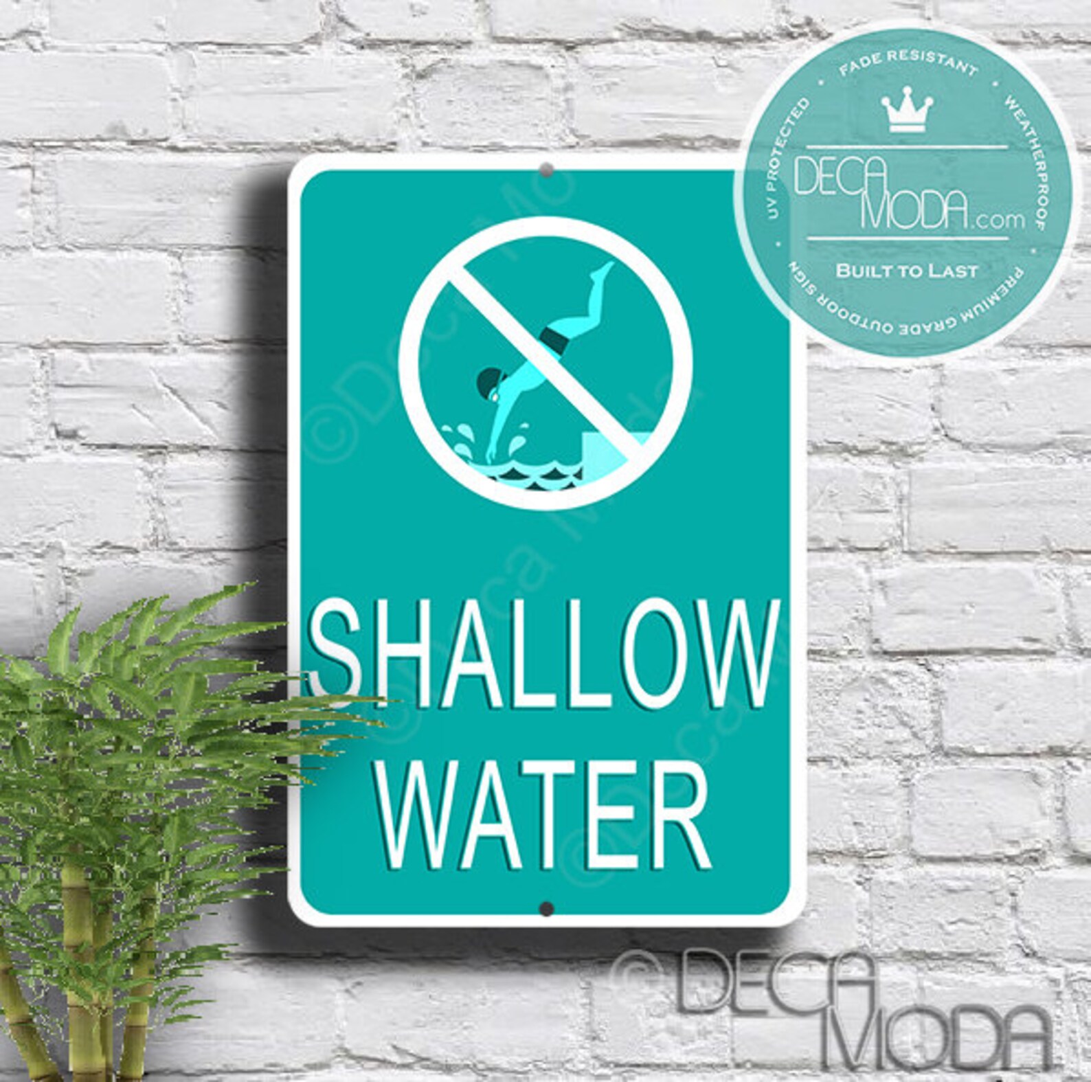 Shallow Water Sign Swimming Pool Signs Pool Signs Pool - Etsy
