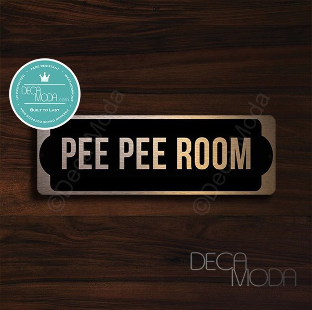 PEE PEE ROOM Sign, Brushed Copper Bathroom Sign, Copper Black Pee Pee Room Door Signs, Toilet ...