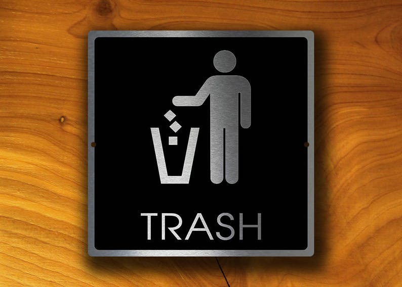 TRASH SIGN Modern Bin Sign Custom Bin Signs Black and - Etsy