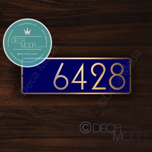 HOUSE ADDRESS SIGN, Outdoor House Address Numbers, Blue and Brushed ...