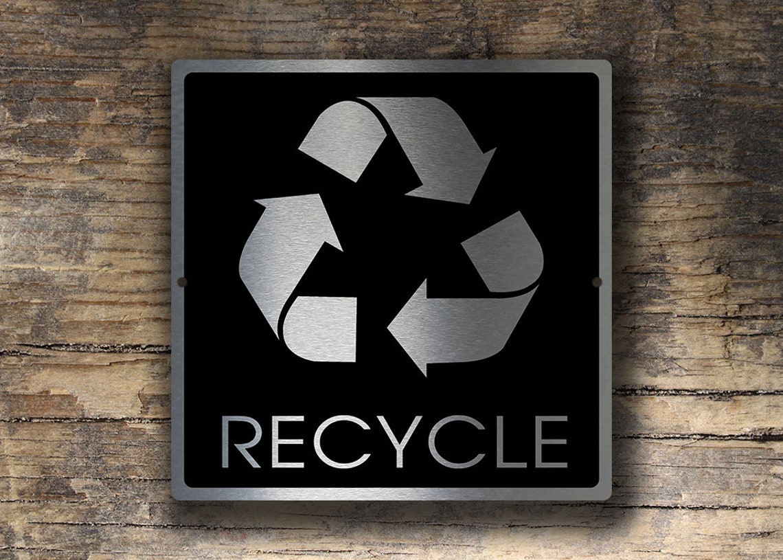 Brushed Silver Recycle Sign: Modern Office Decor - Etsy