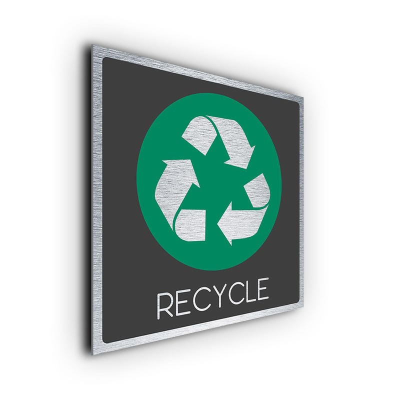 Brushed Metal Recycle Bin Sign: Weatherproof Aluminum Plaque - Etsy