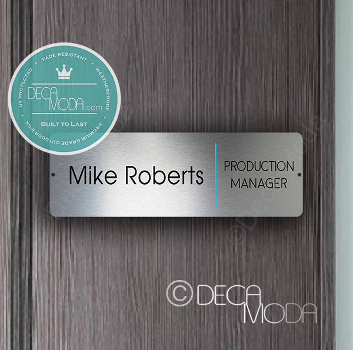Custom Door Name Plate Brushed Silver Modern Office Decor | Etsy