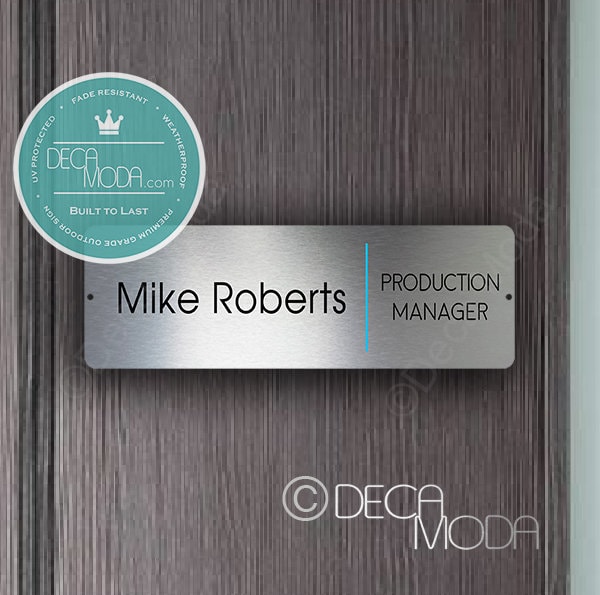 Custom Door Name Plate Brushed Silver Modern Office Decor | Etsy