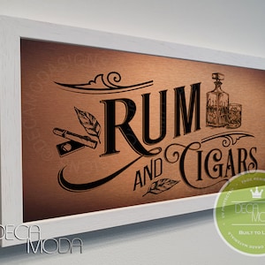 Rum and Cigars, RUM Bar Sign, Bar Sign, Rum and Cigars Sign, Brushed ...