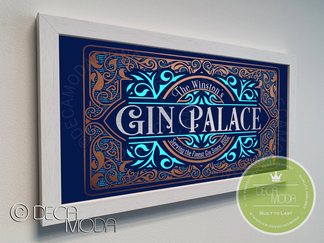 PERSONALIZED GIN Palace Sign, Bar Sign, Custom Signs, Brushed Metal ...