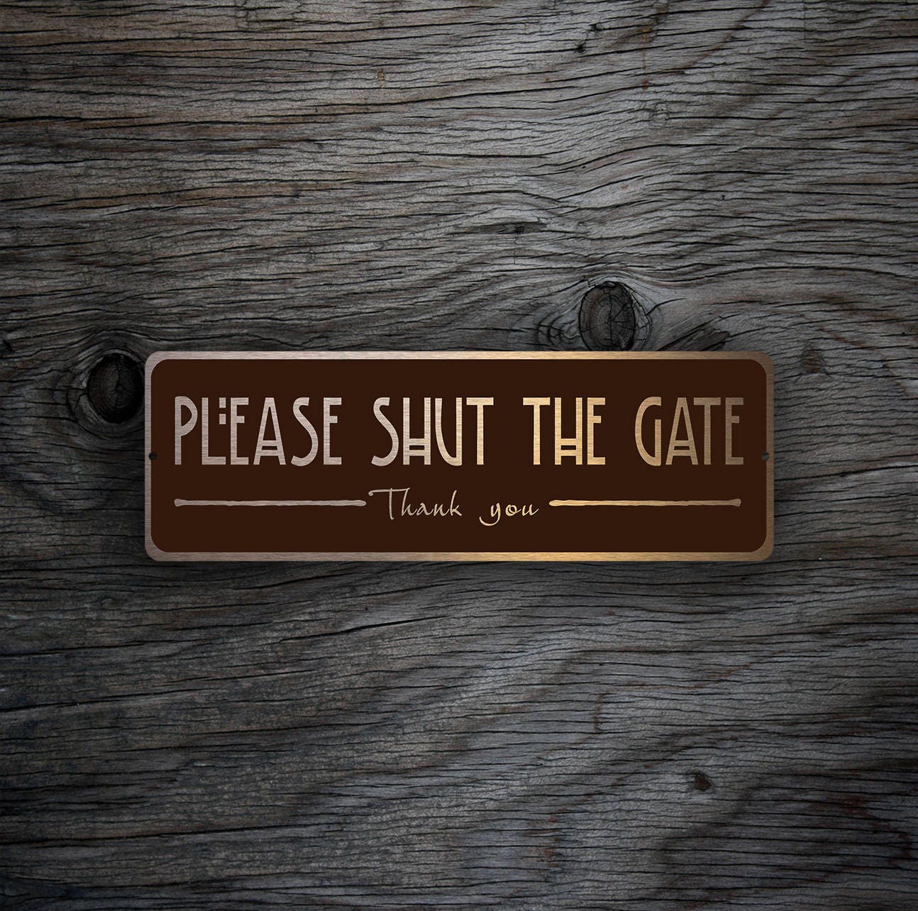 Please Shut the Gate Sign: Brushed Copper Outdoor Sign (12" X 4") - Etsy UK