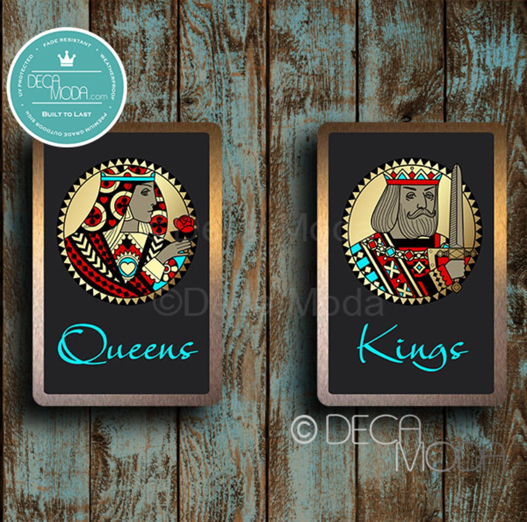 Set of Two Restroom Signs, Restroom Decor, Signs, King and Queen ...