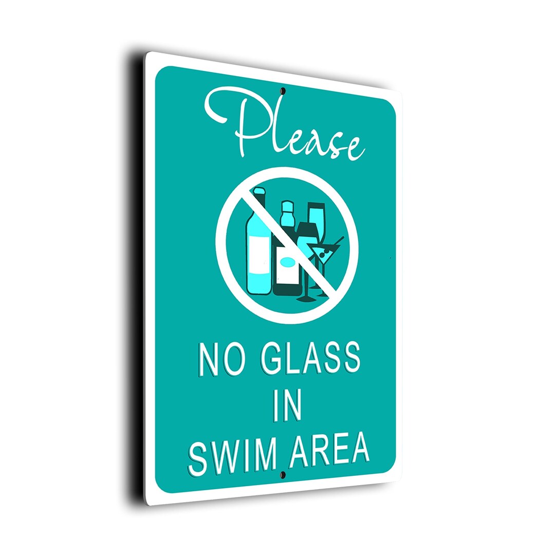 No Glass in Swim Area Sign, Swimming Pool Signs, Pool Signs, Pool Decor ...