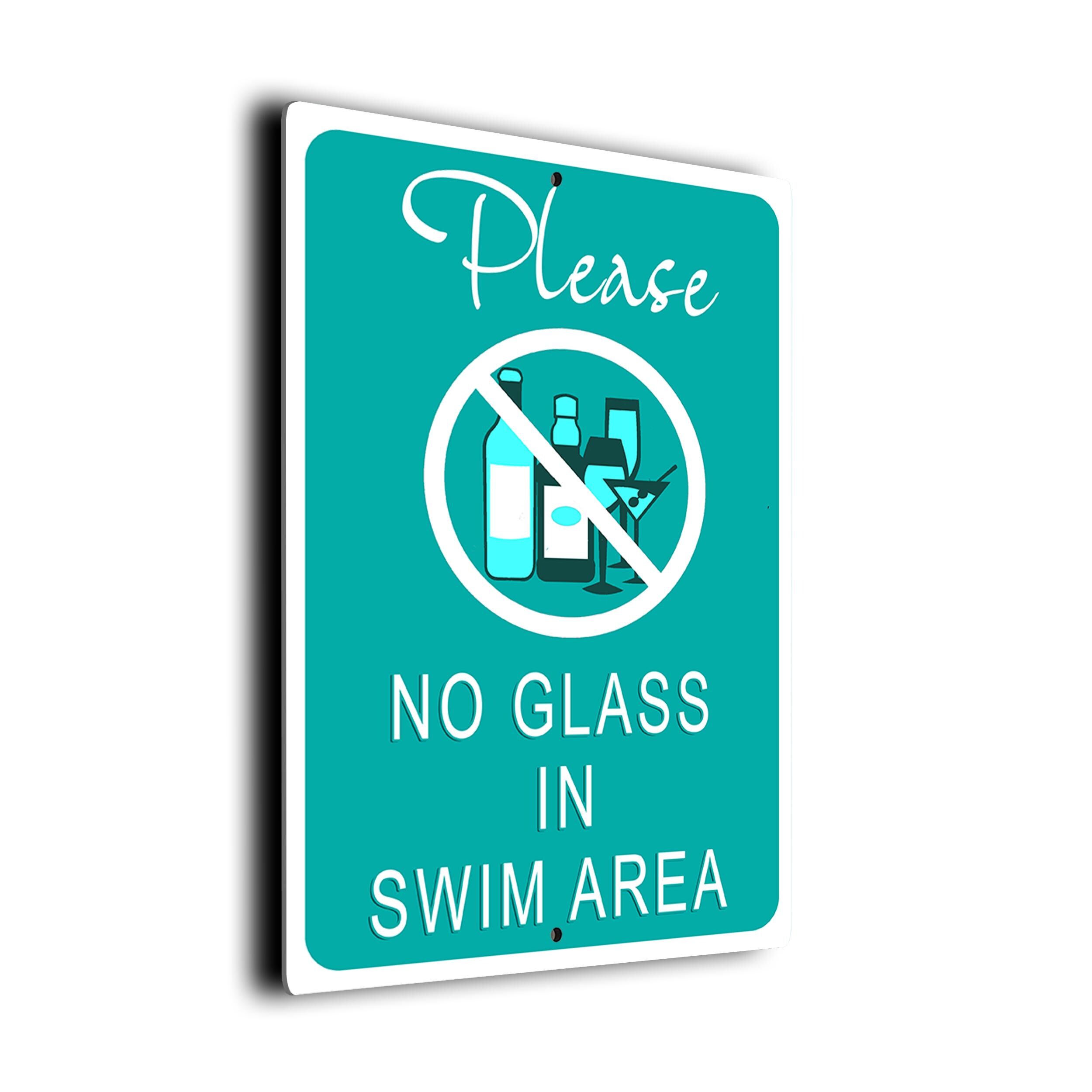 No Glass in Swim Area Sign: Weatherproof Aluminum Pool Decor - Etsy UK
