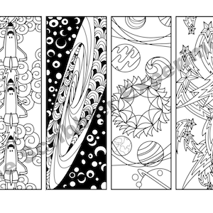DIGITAL DOWNLOAD, Space Coloring Bookmark Set, DIY Birthday Favors, Boy ...