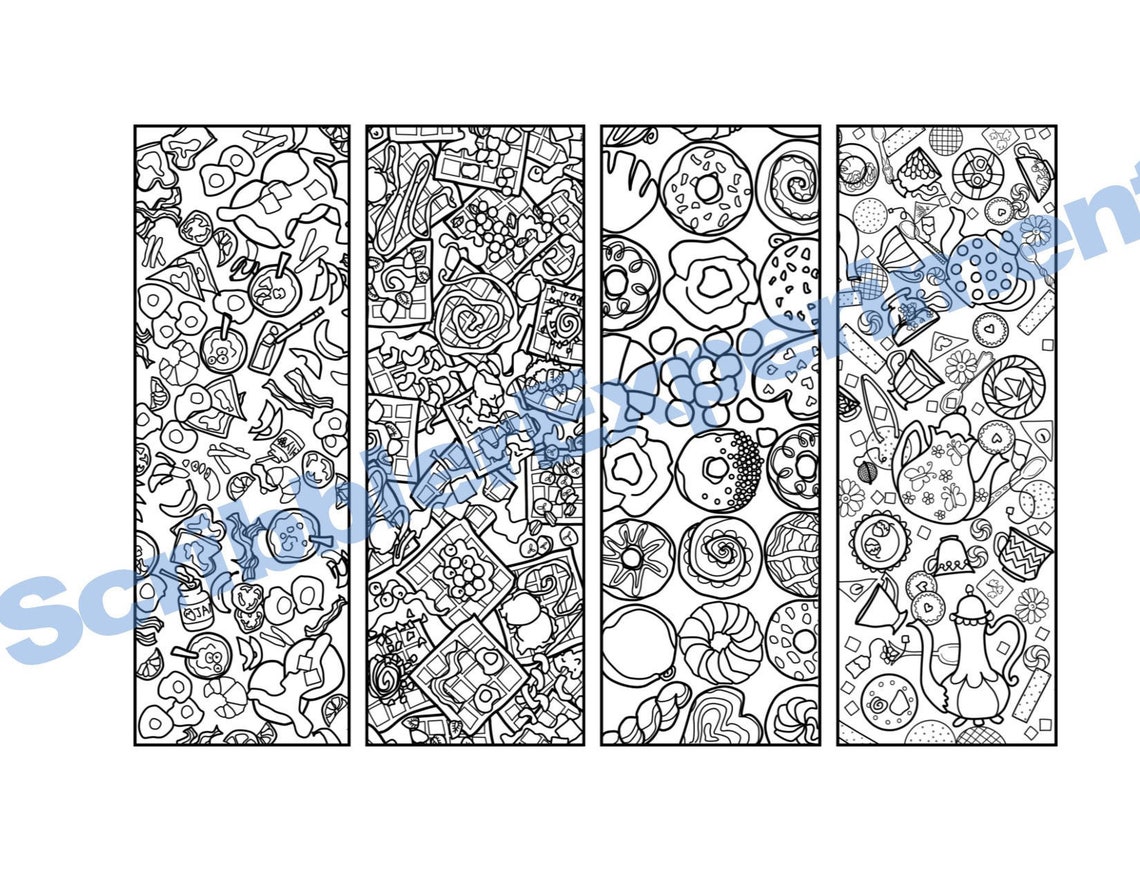 DIGITAL DOWNLOAD Breakfast Coloring Bookmarks Pdf Bridal | Etsy