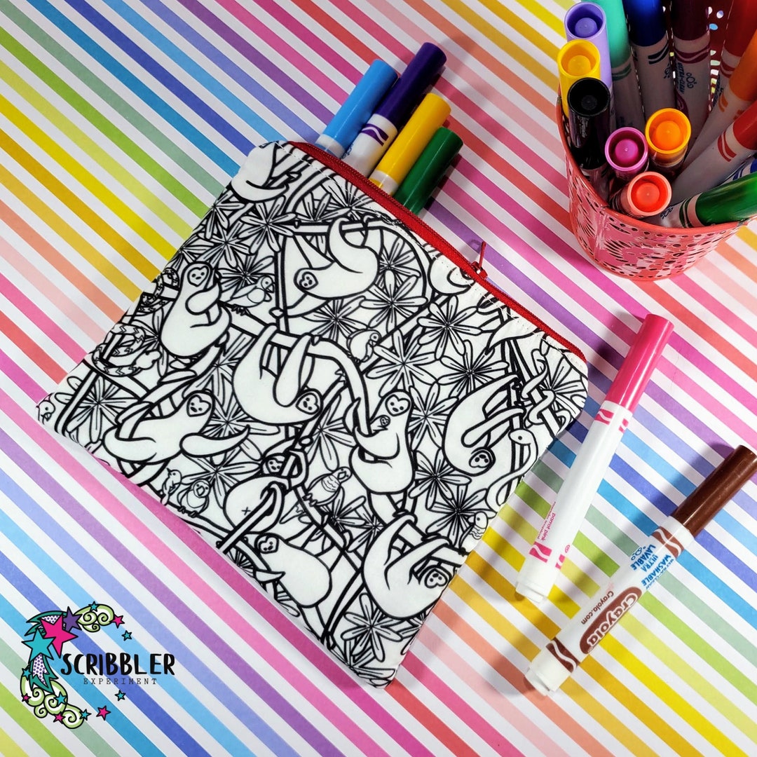 Sloth Coloring Cute Pencil Pouch for Girls, Creative Gifts for College ...