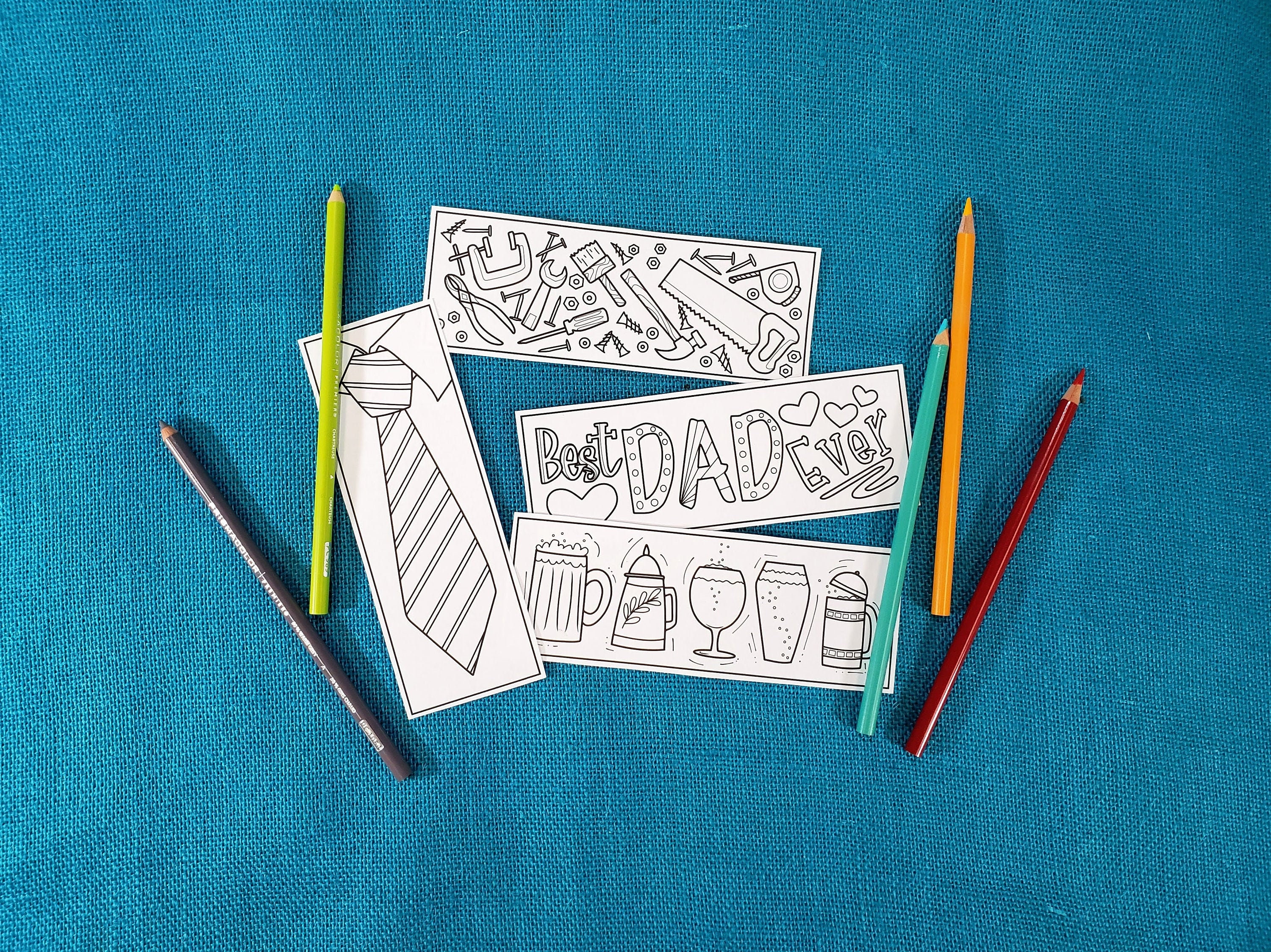 Fathers Day Coloring Bookmark Set DIGITAL DOWNLOAD Fathers - Etsy