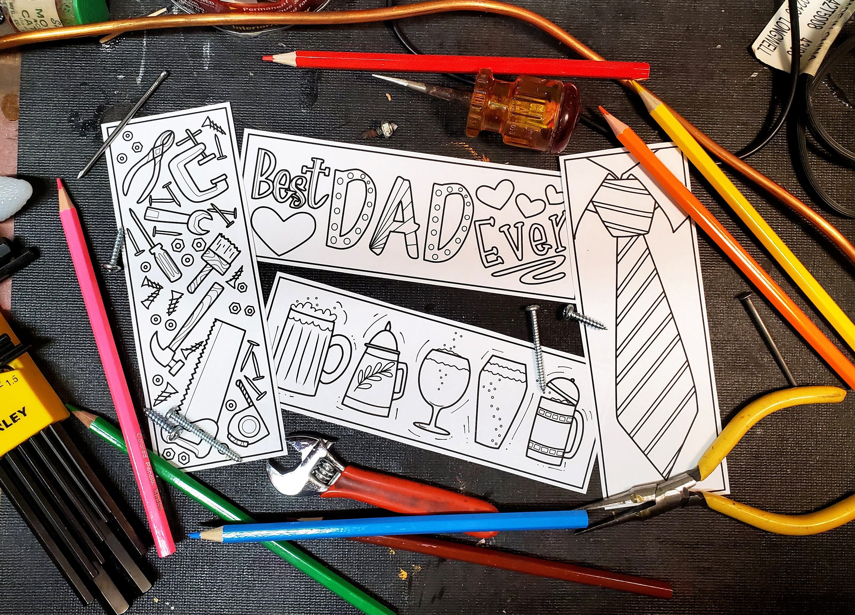 Fathers Day Coloring Bookmark Set DIGITAL DOWNLOAD Fathers - Etsy