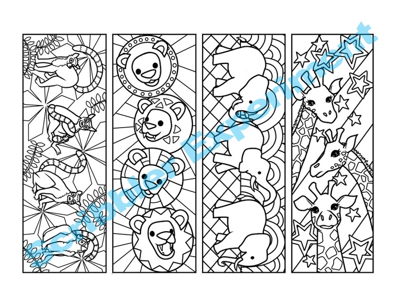 Safari Coloring Bookmarks PRINTABLE, Cute Stocking Stuffers for Kids ...