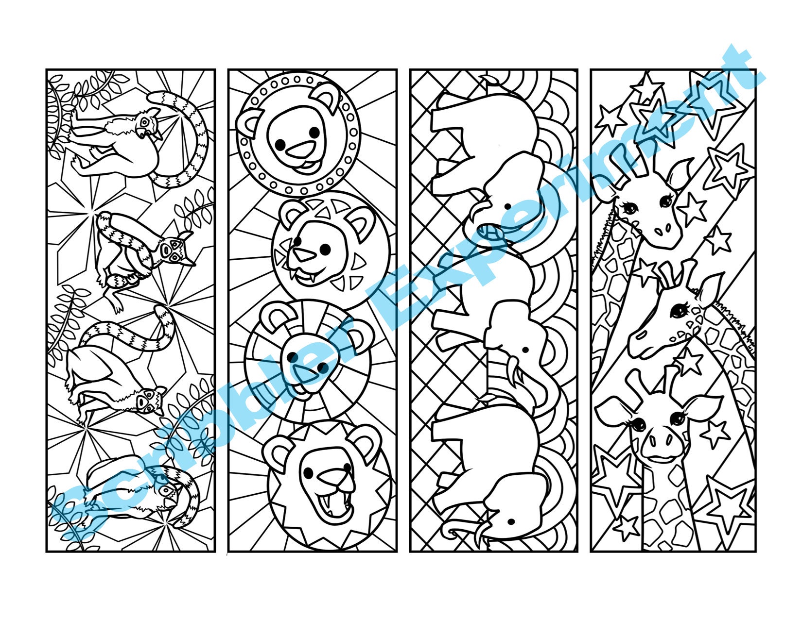 Safari Coloring Bookmarks PRINTABLE, Cute Stocking Stuffers for Kids ...