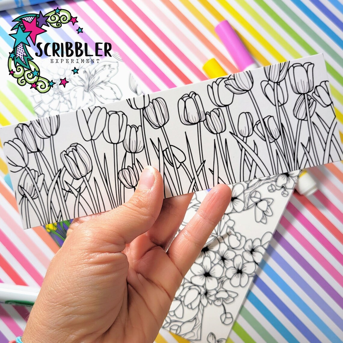 Flower Coloring Bookmarks for Kids, Flower Bookmark for Women, Stocking ...
