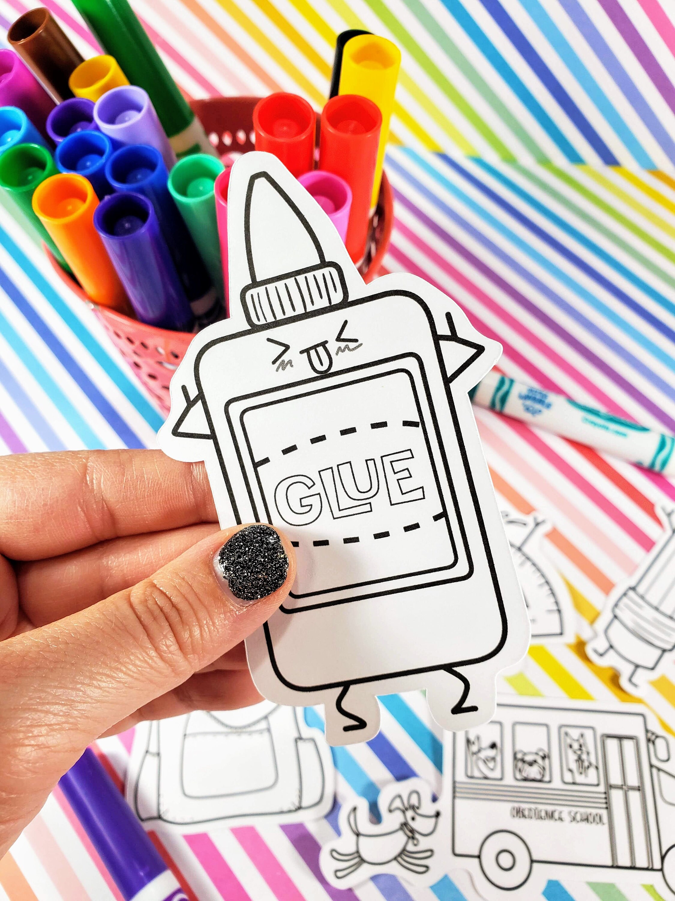 School Coloring Stickers Kawaii Stickers Pack Notebook - Etsy