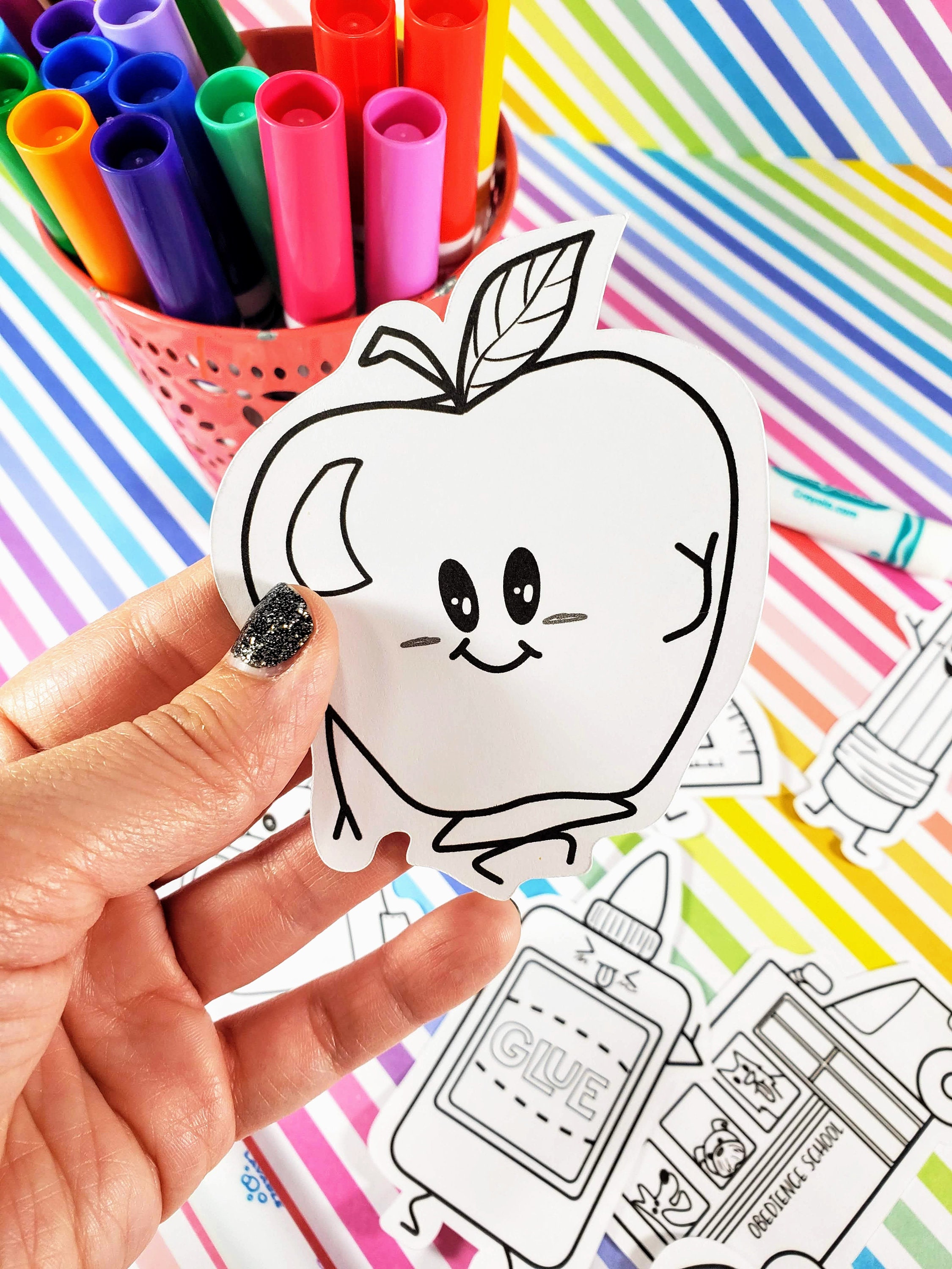 School Coloring Stickers Kawaii Stickers Pack Notebook - Etsy