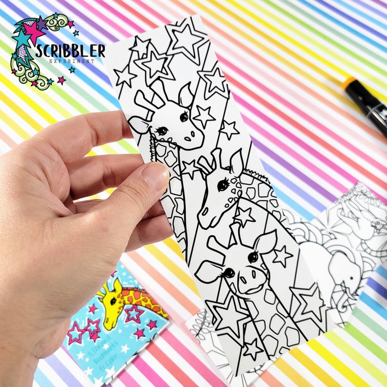 Safari Coloring Bookmarks for Kids Elephant Bookmark for - Etsy