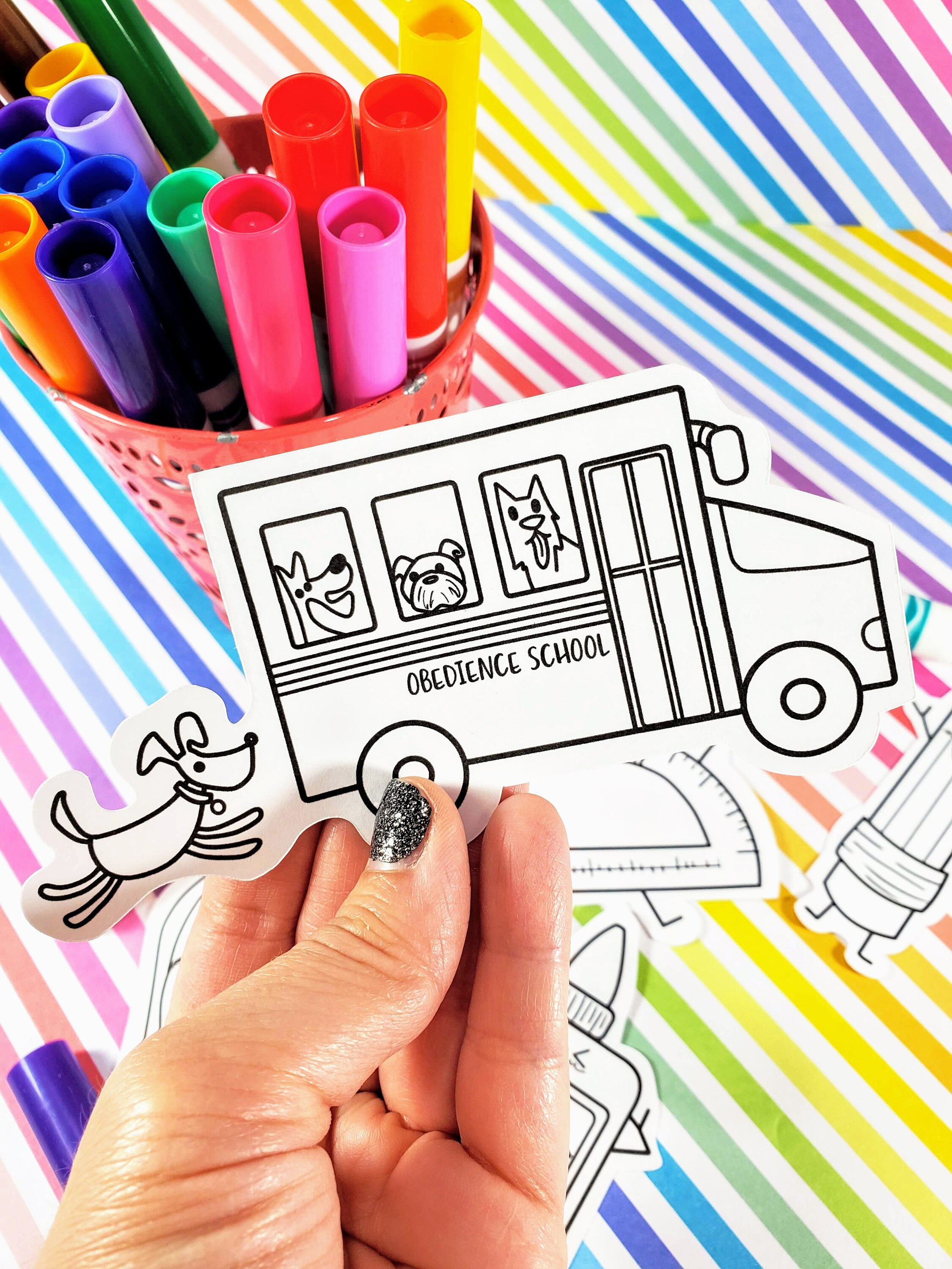 School Coloring Stickers Kawaii Stickers Pack Notebook - Etsy