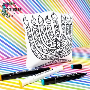 Coloring Menorah for Kids, Festival of Lights Family Art Project, Bat ...