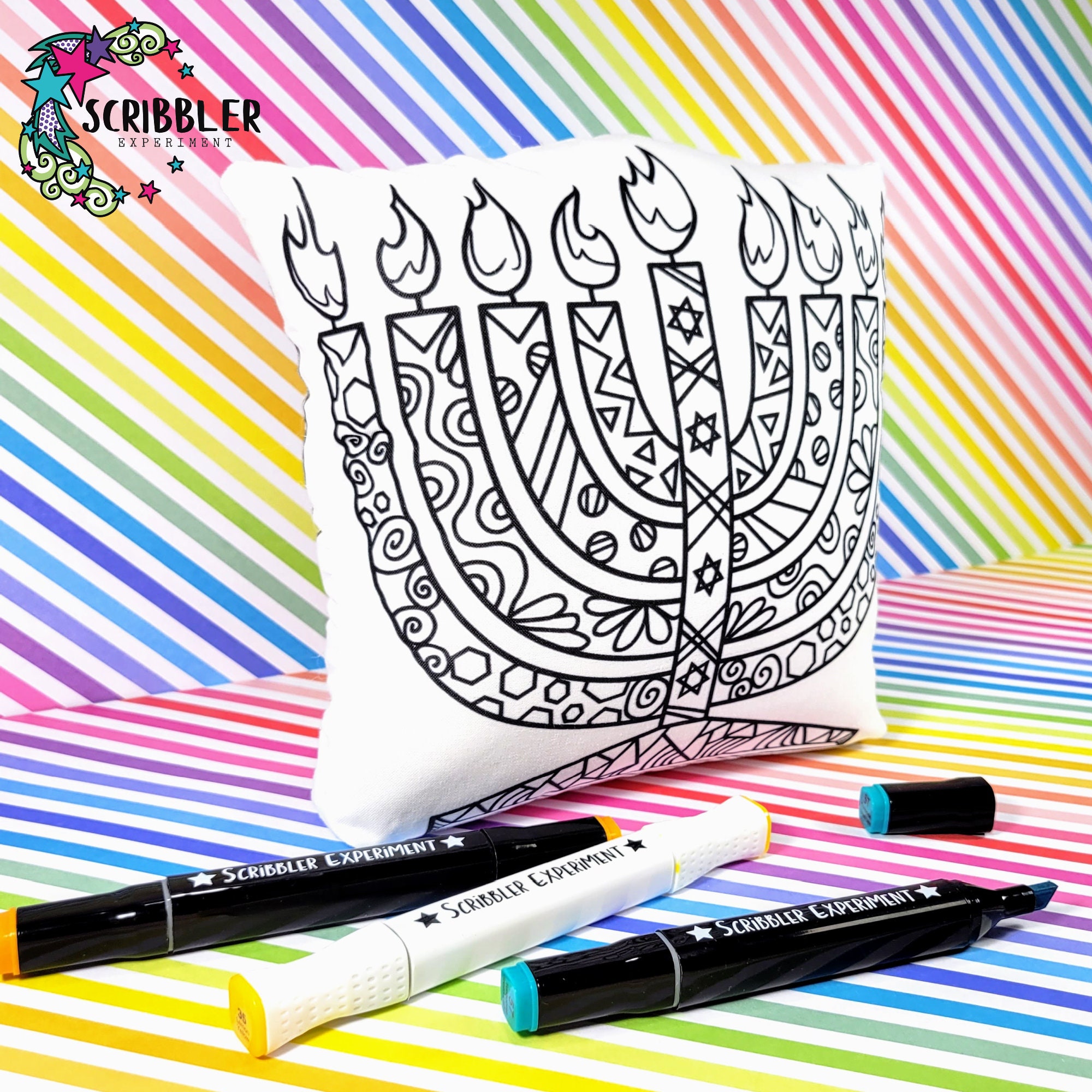 Coloring Menorah for Kids, Festival of Lights Family Art Project, Bat ...