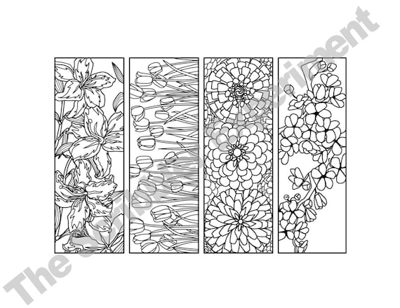 DIGITAL DOWNLOAD Flower Coloring Bookmarks Birthday Favors - Etsy