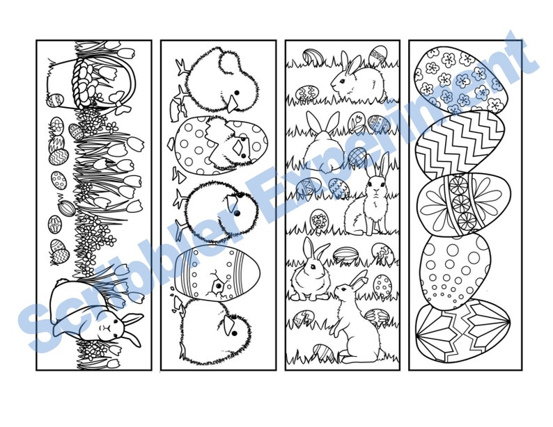 Easter Coloring Bookmark Set of 4 DIGITAL DOWNLOAD, Easter Basket ...