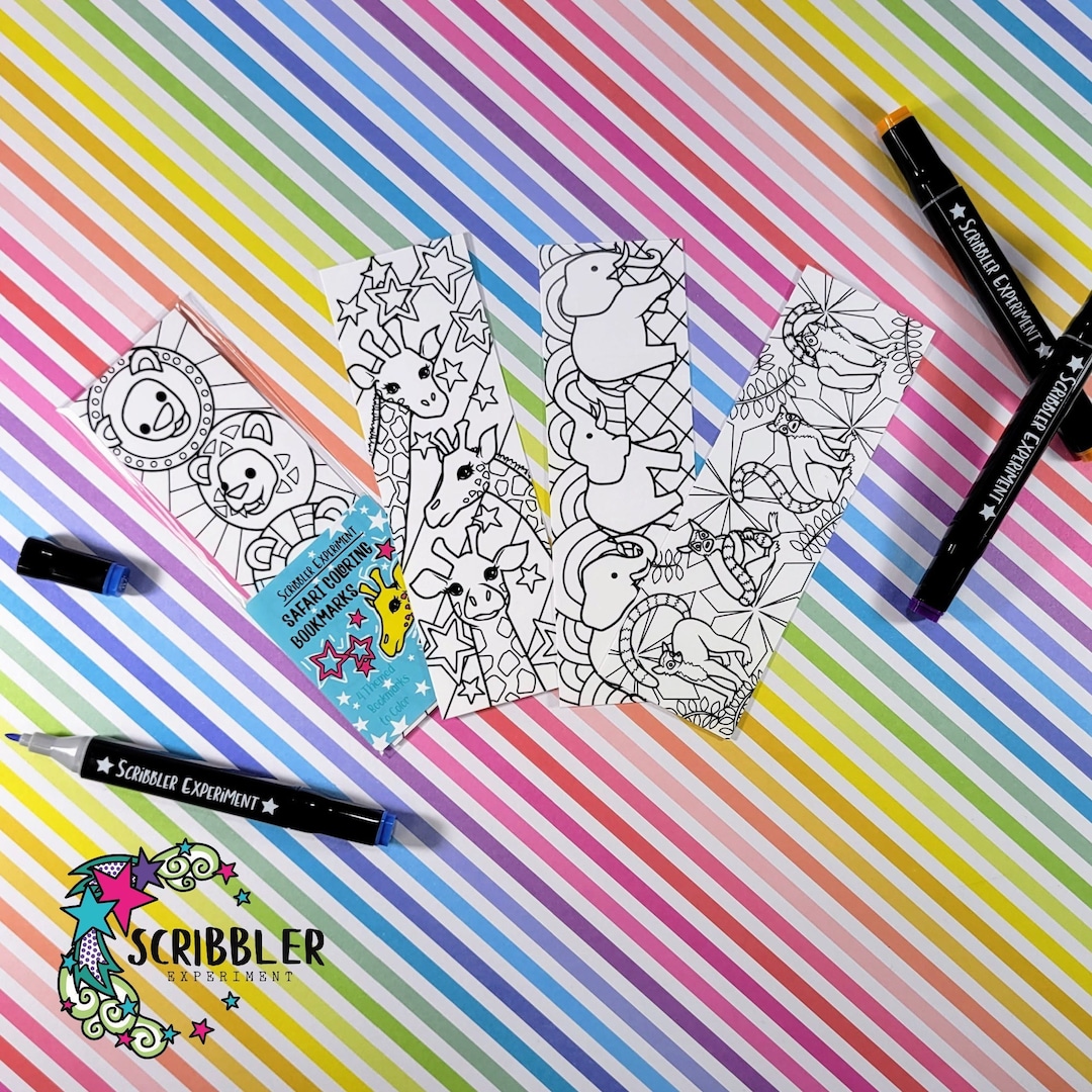 Safari Coloring Bookmarks for Kids, Elephant Bookmark for Girls ...
