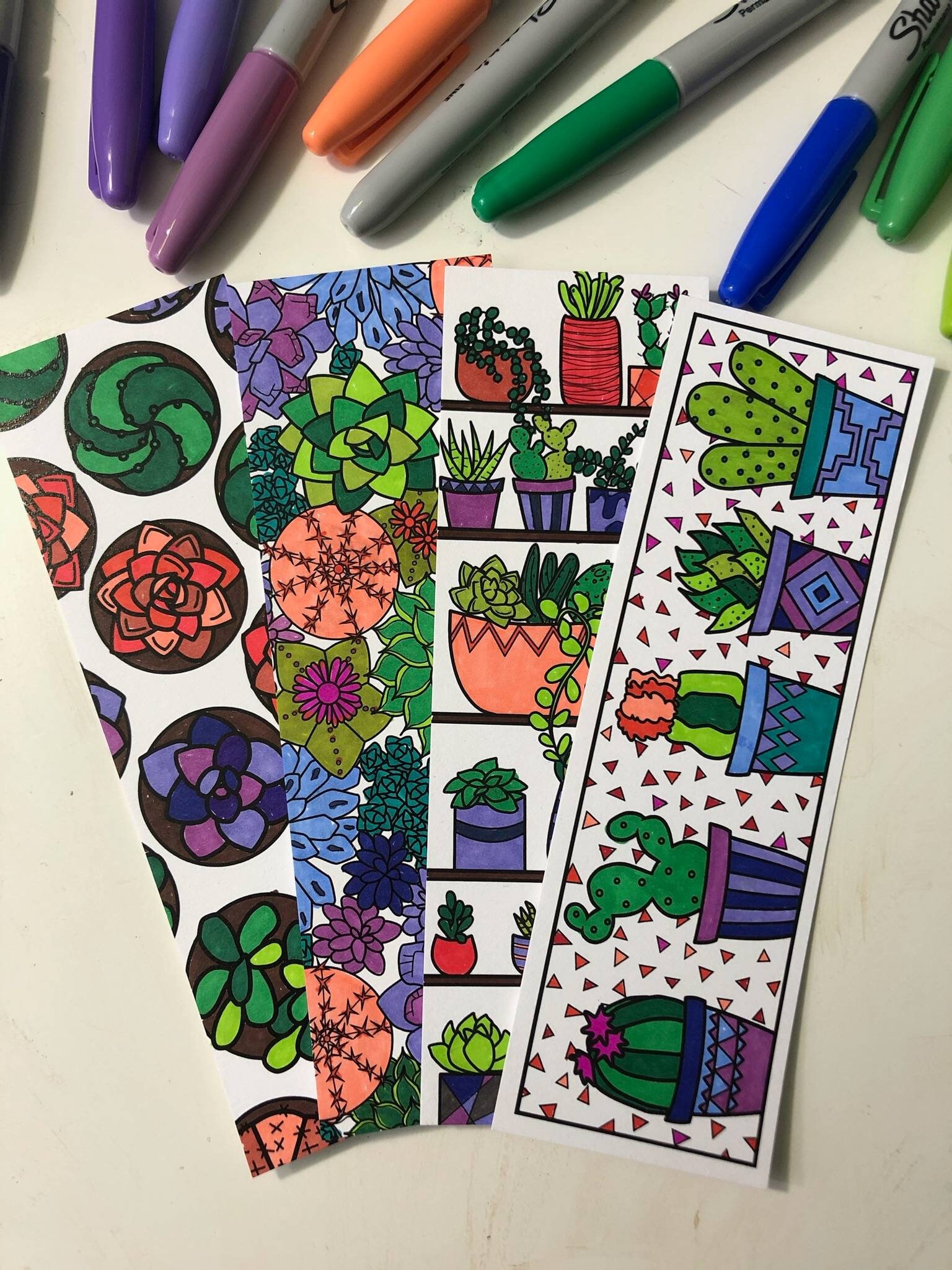 Succulent Coloring Bookmarks PRINTABLE, Stocking Stuffers for Mom, Last ...