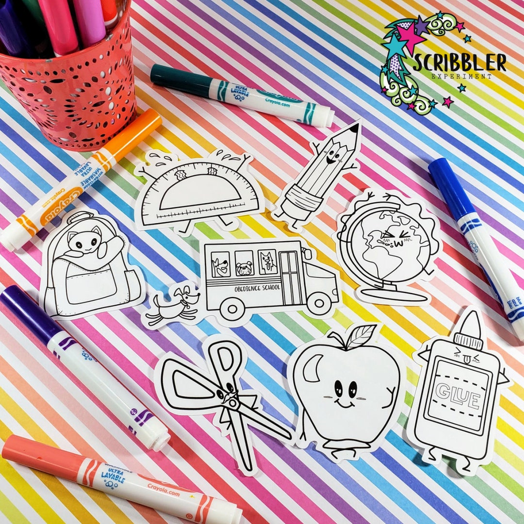 School Coloring Stickers, Kawaii Stickers Pack, Notebook Stickers ...