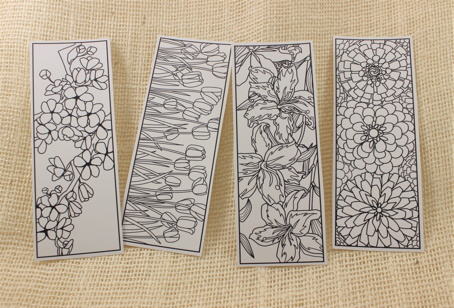DIGITAL DOWNLOAD, Flower Coloring Bookmarks, Birthday Favors, Art Party ...