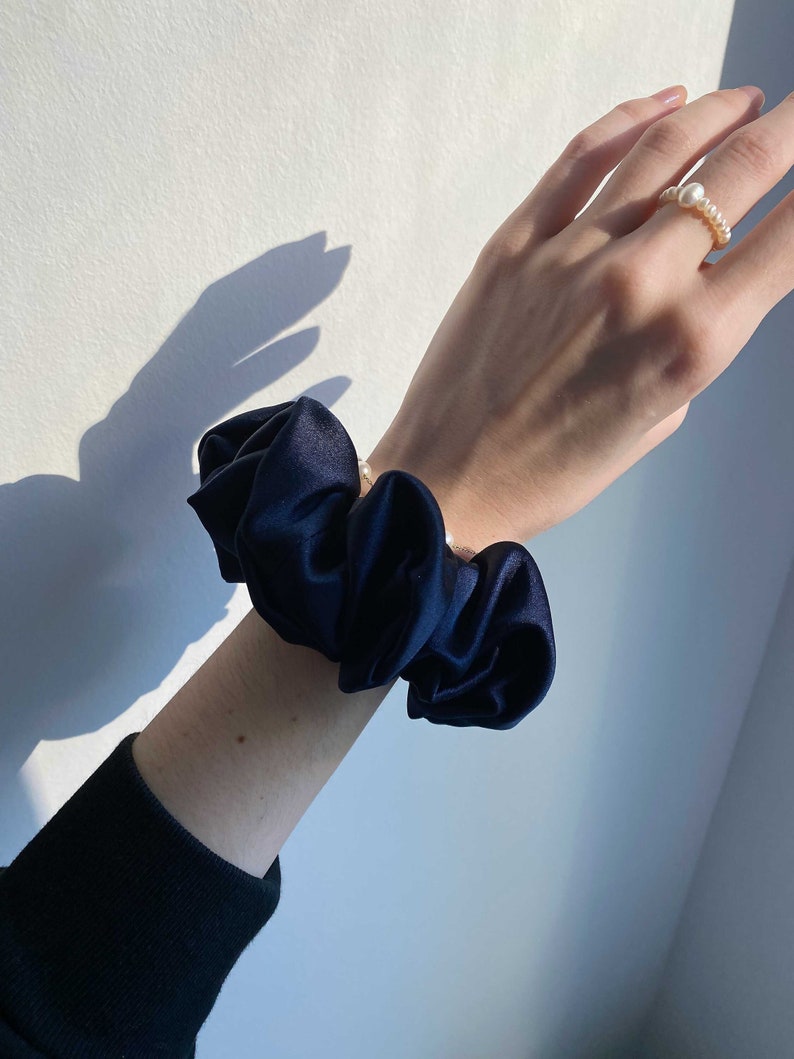 The Blair - Zero-waste Navy Blue Silk Scrunchie - Etsy