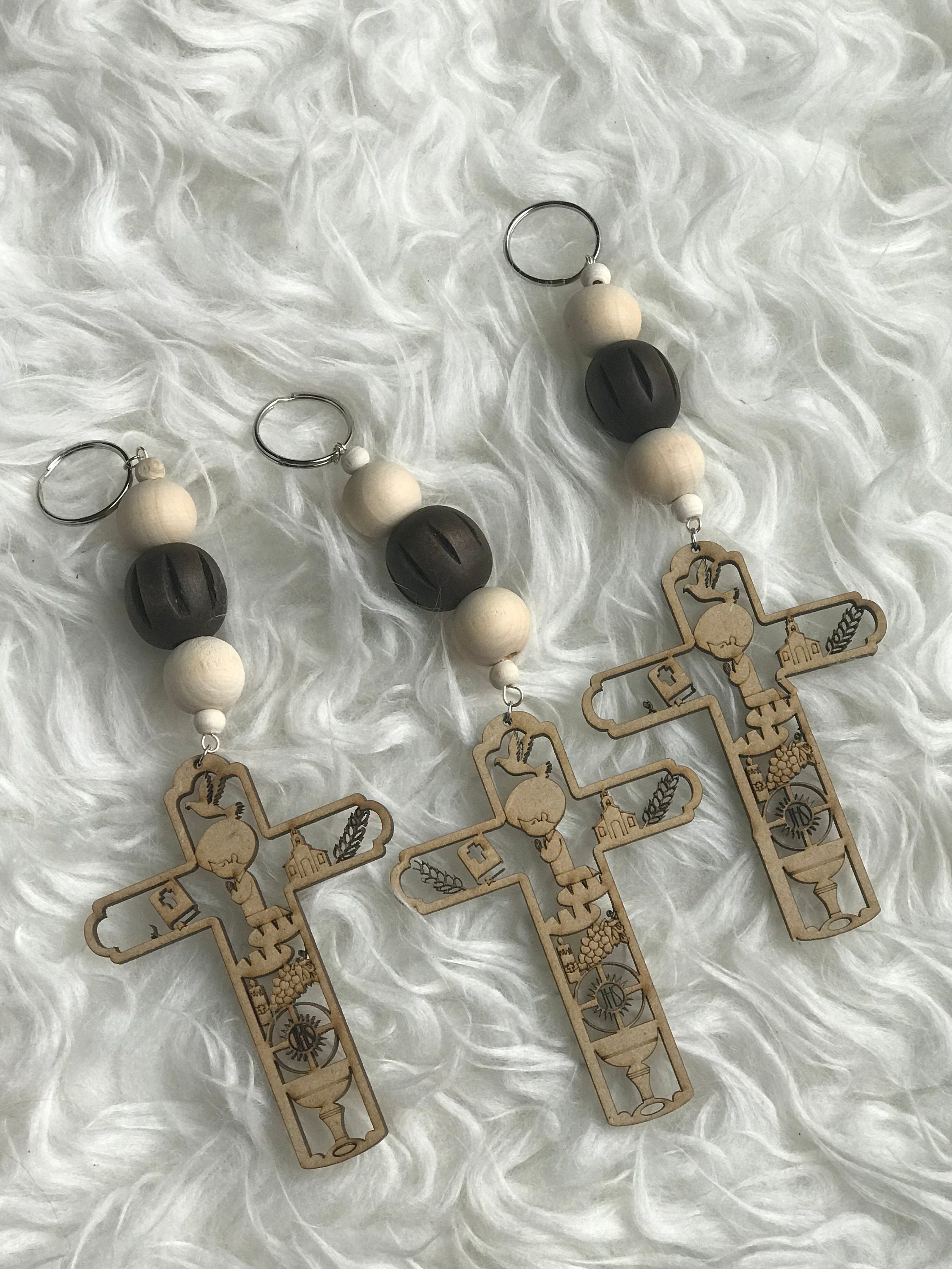 Boy First holy communion keychain 2019 Cross keychain | Etsy