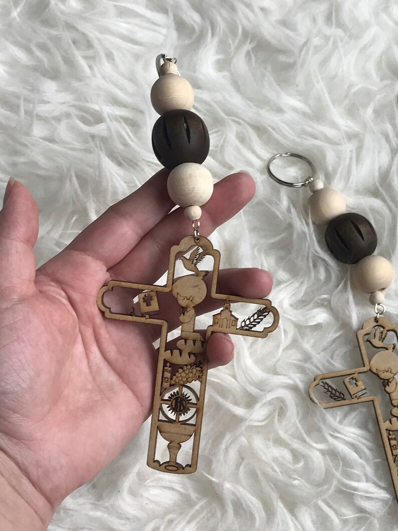 Boy First holy communion keychain 2019 Cross keychain | Etsy