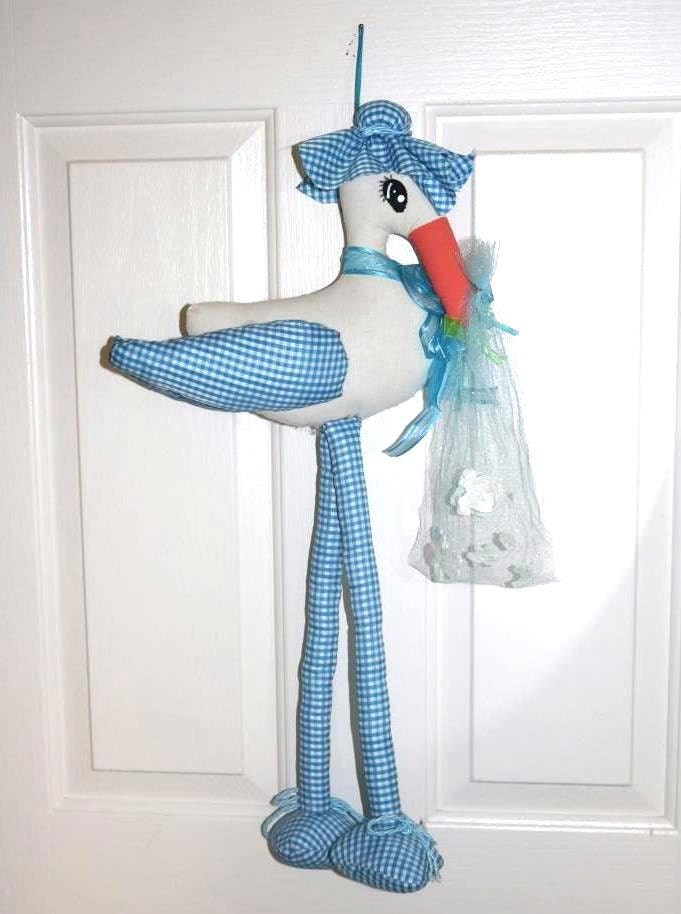 Baby Shower Stork, Stork for Baby Shower, Fabric Stork, Blue Stork ...